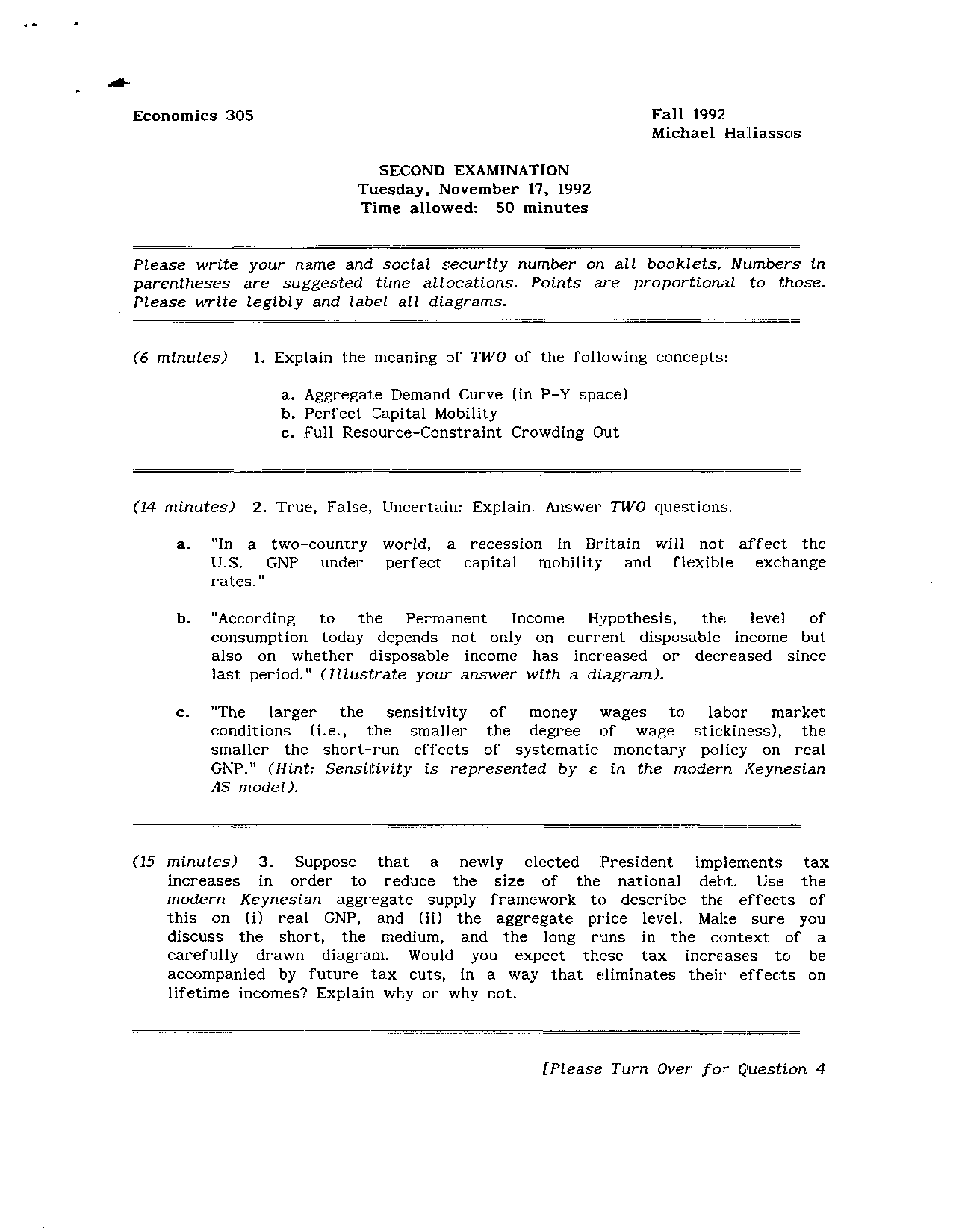Exam 2 Intermediate Microeconomic Theory Econ 305 Docsity