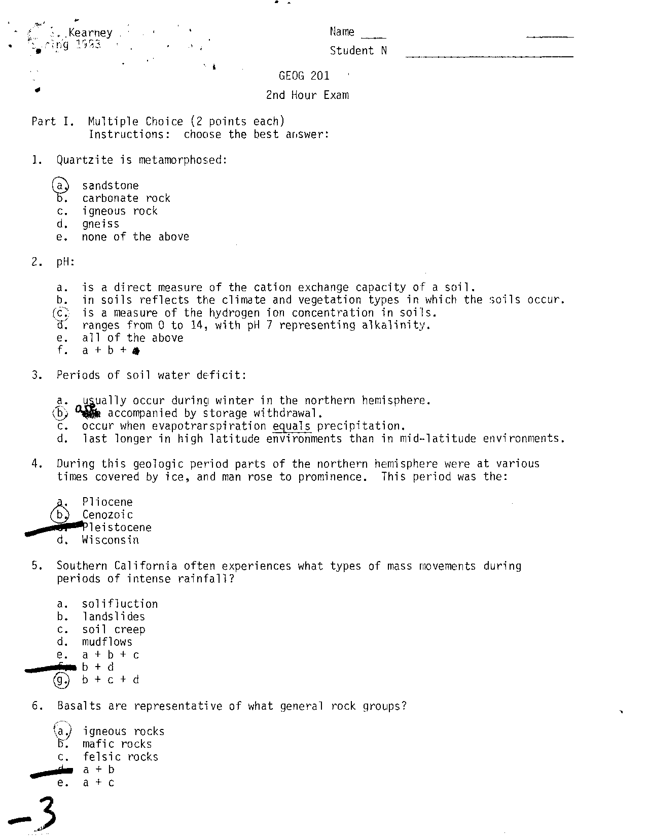 Exam 2 With Solution Geography Of Environmental Systems Geog 201