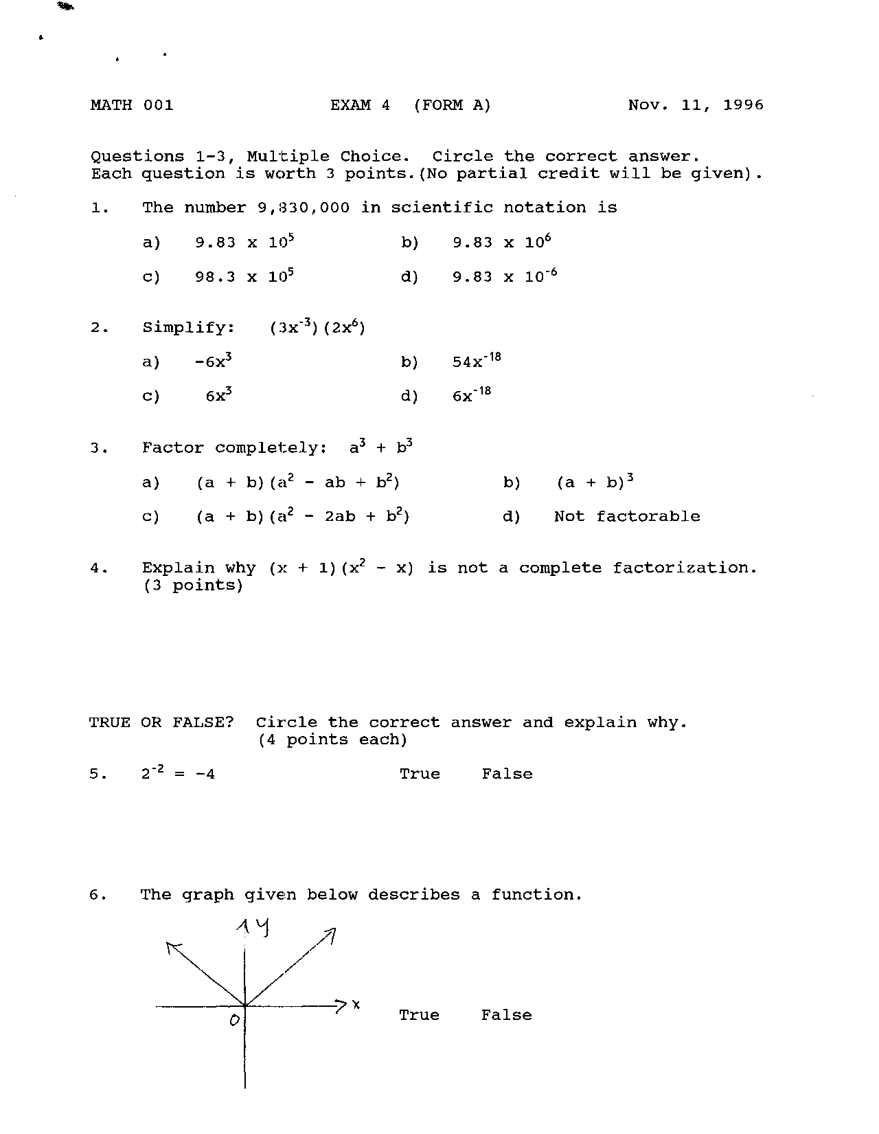 10 Questions Exam 4 Developmental Mathematics Math 003 Docsity