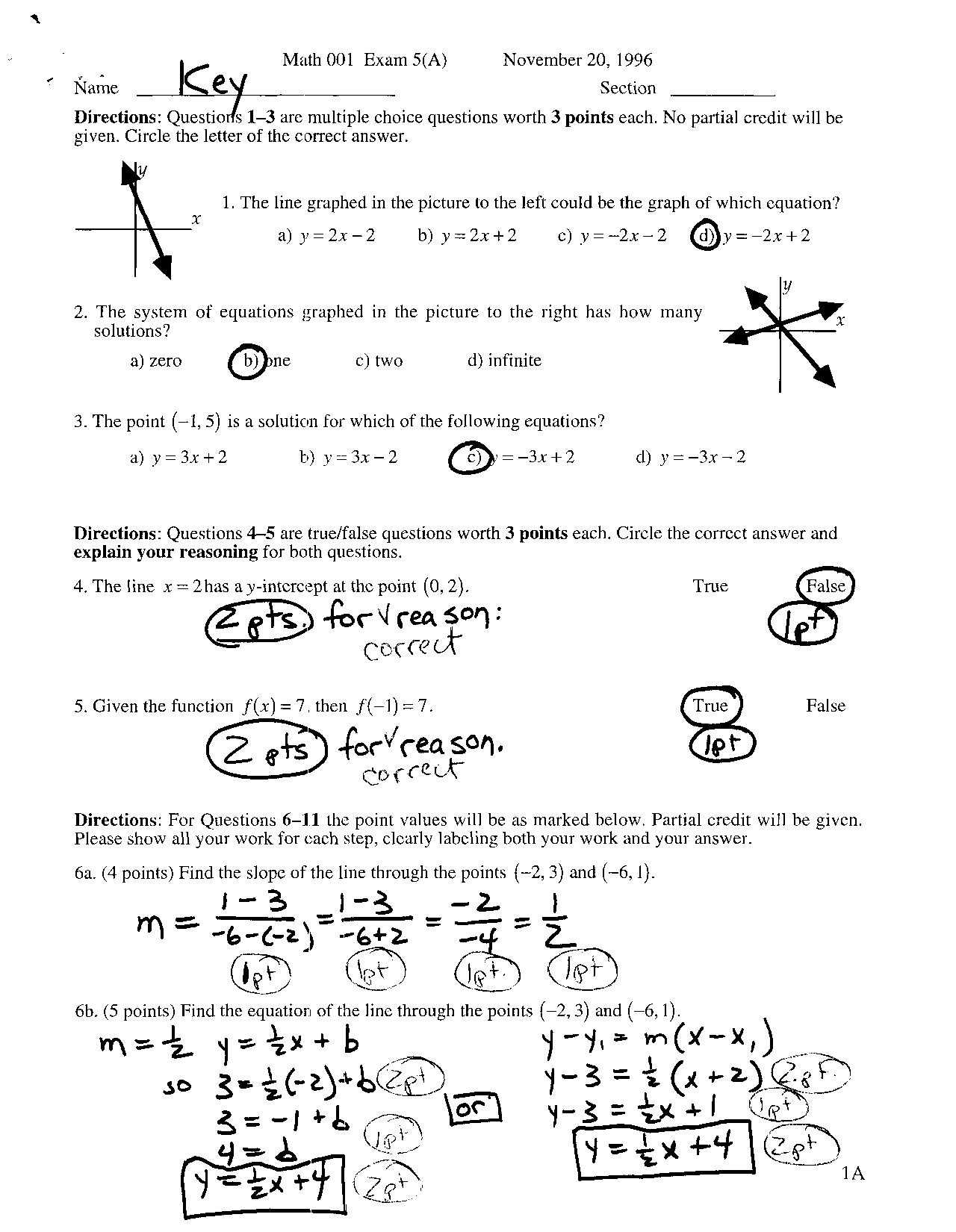 Exam 5 Questions With Solutions Developmental Mathematics Math 003