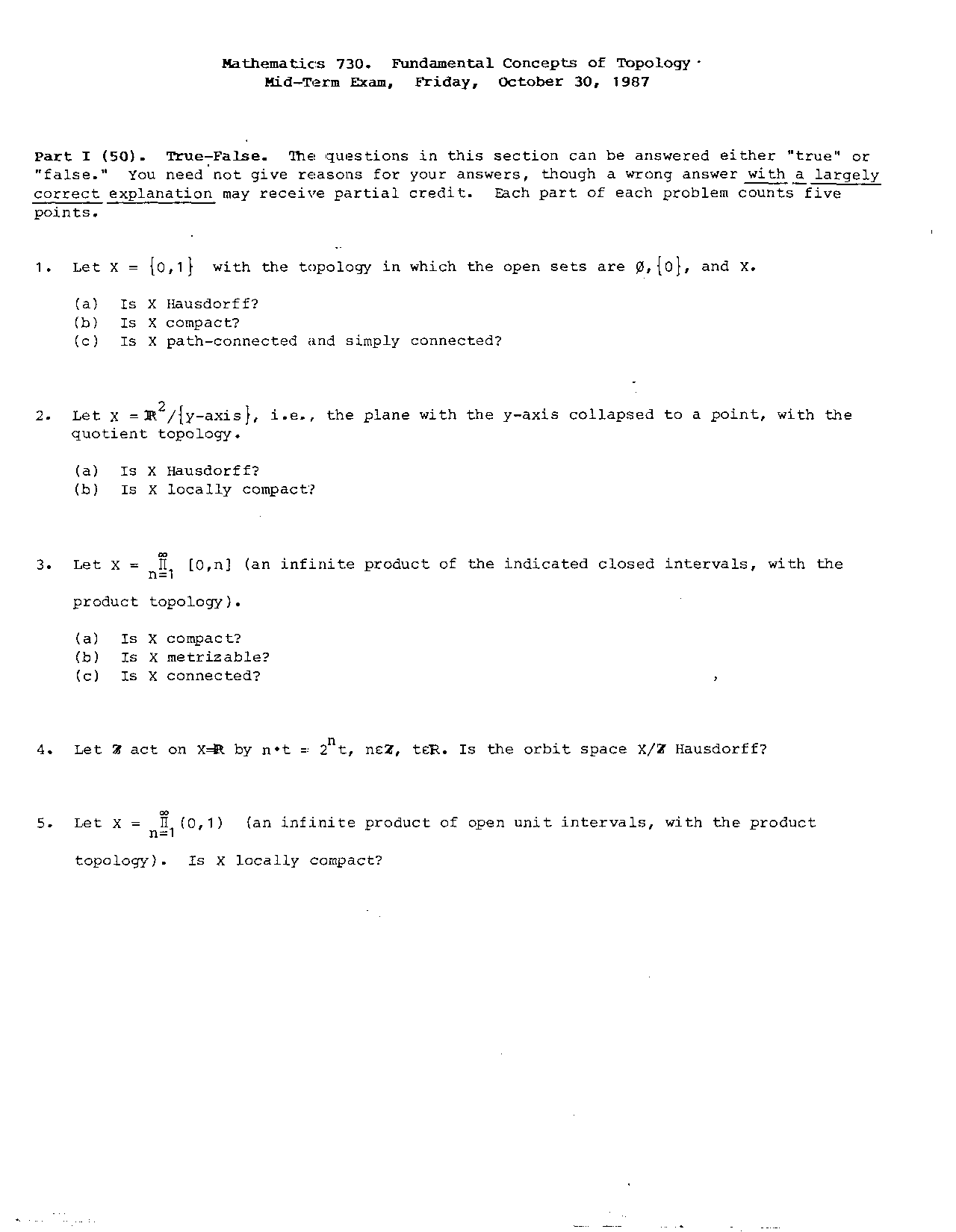 7 Problems On Fundamental Concepts Of Topology Midterm Exam Math