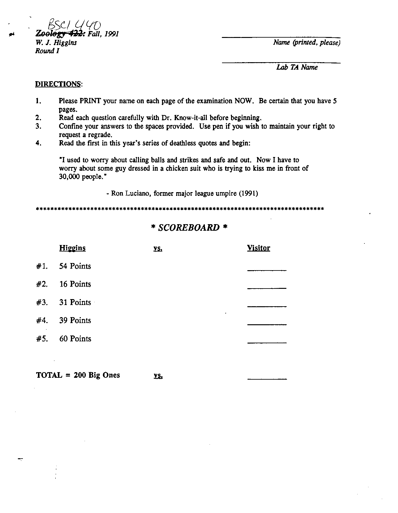 Mammalian Physiology Exam 1 Practice Questions Bsci 440 Docsity