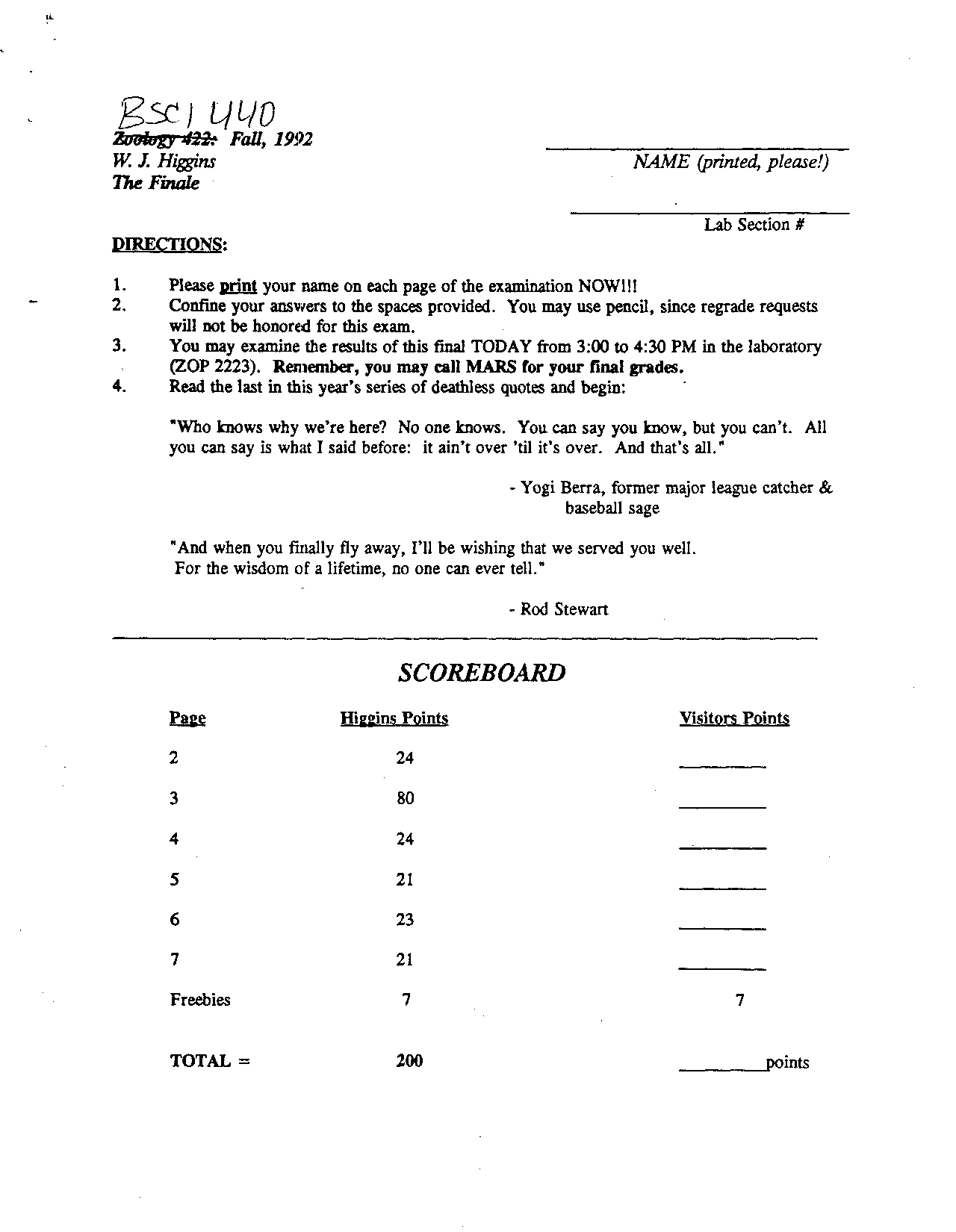 Final Exam Mammalian Physiology Fall 1992 Bsci 440 Docsity