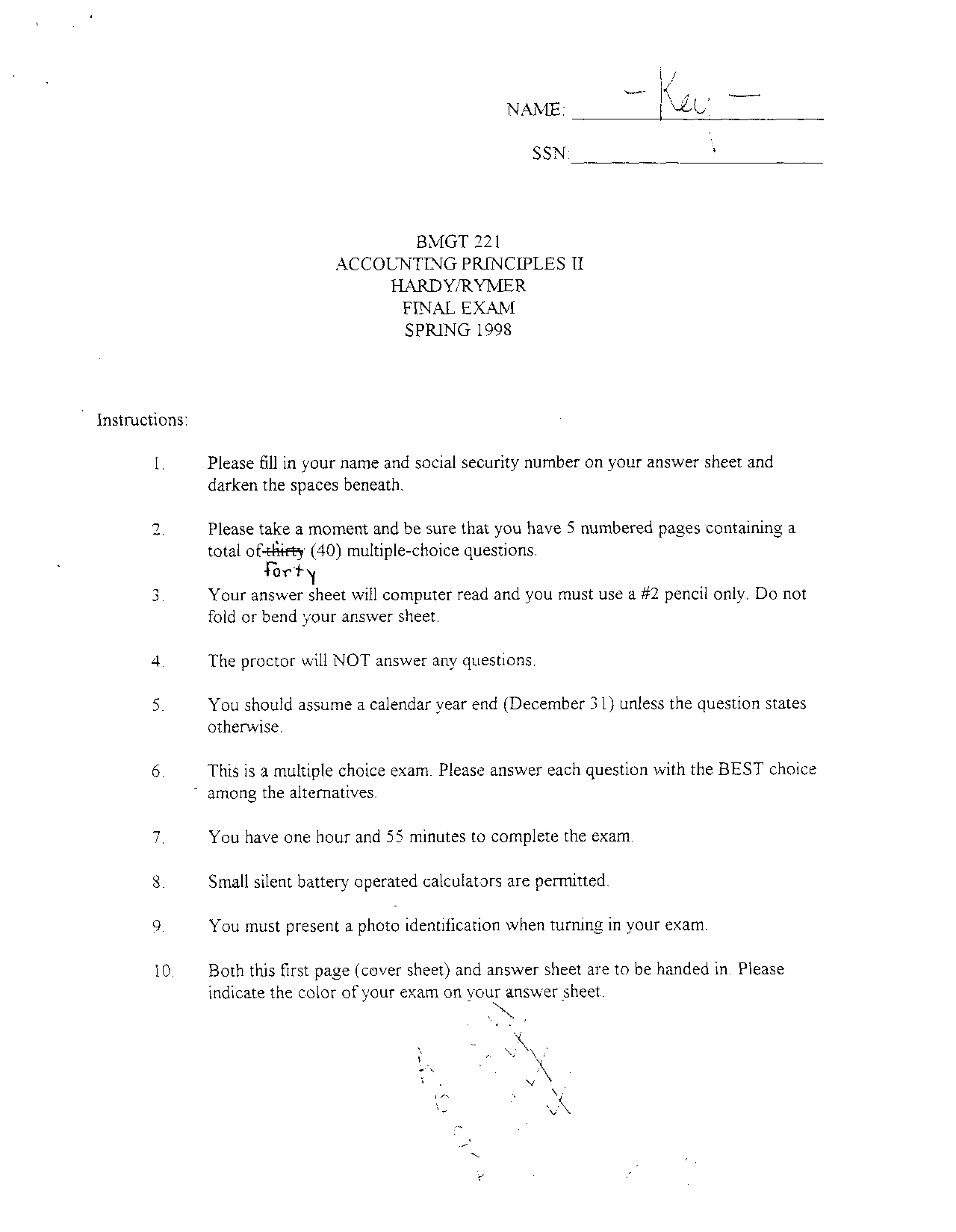Final Exam Answers Key Principle Accounting Ii Bmgt 221 Docsity