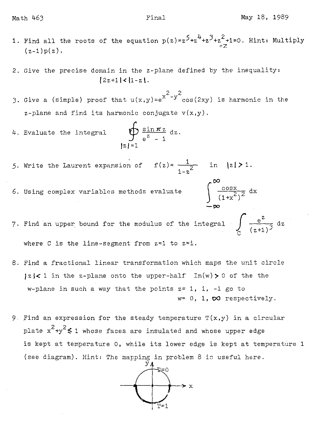 9 Solved Problems Final Examination Math 463 Docsity