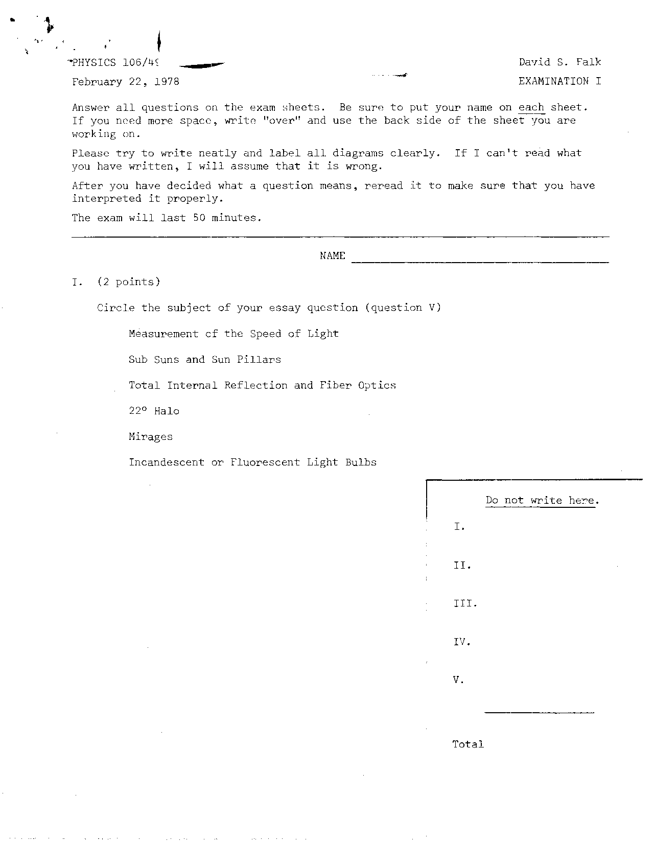 Light Perception Photography And Visual Phenomena Old Exam 1978
