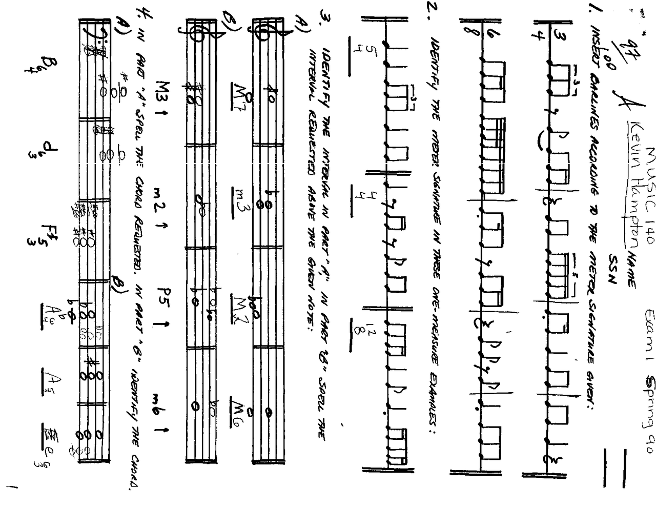 Solved Exam 1 Music Fundamentals 1 Musc 140 Docsity
