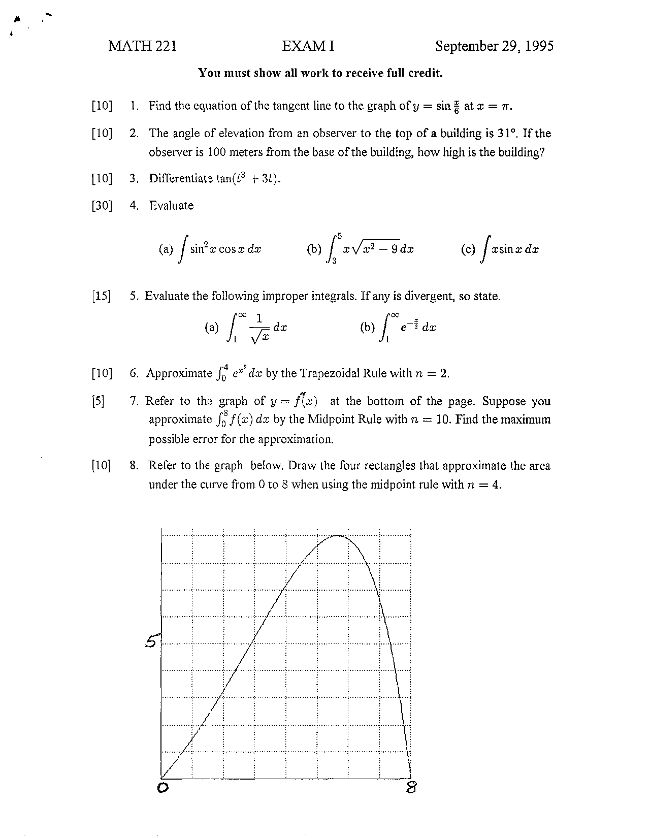 Practice Exam 2 - Elementary Calculus II | MATH 221 - Docsity