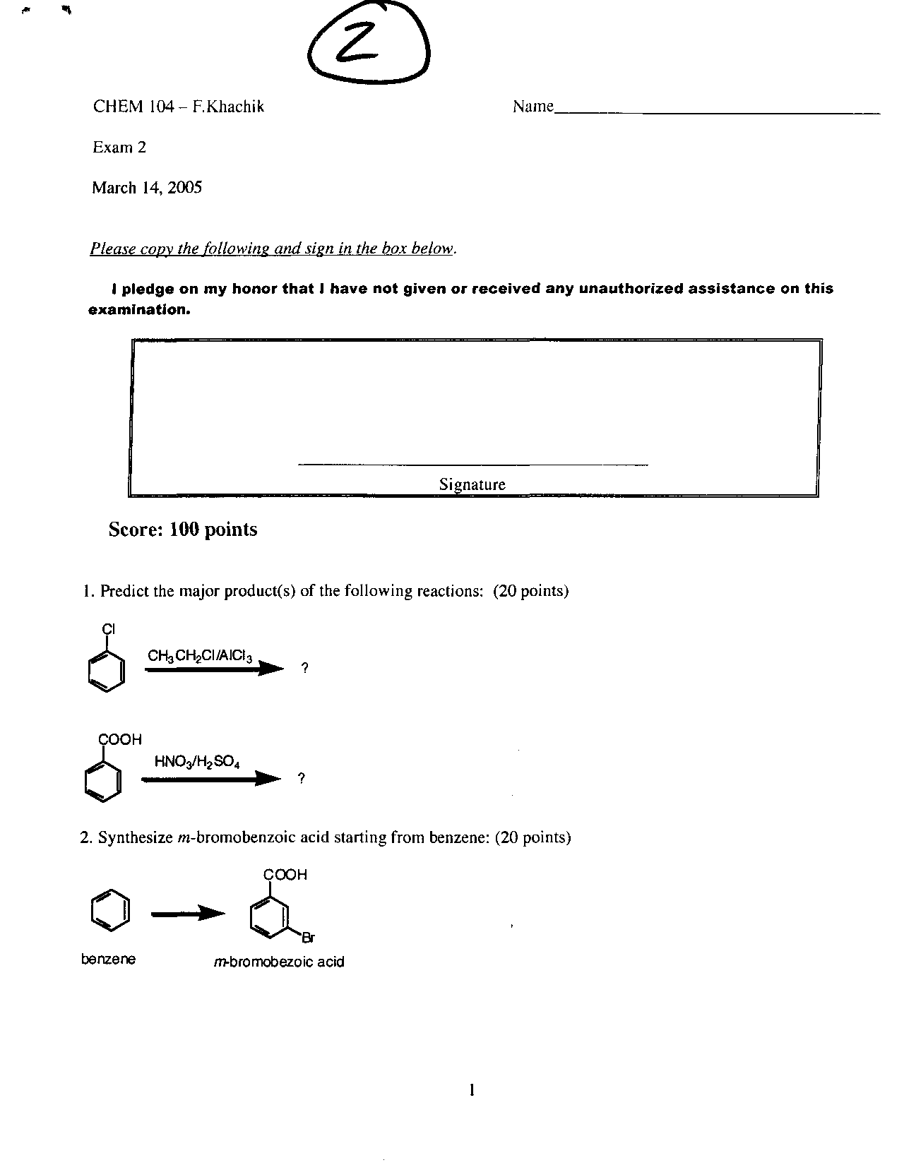 Exam 2 Fundamentals Of Organic And Biochemistry Chem 104 Docsity