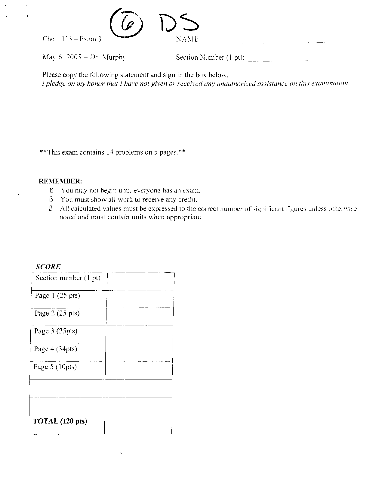 10 Questions In Exam 3 Chemistry Fundamentals Ii Chem 271 Docsity