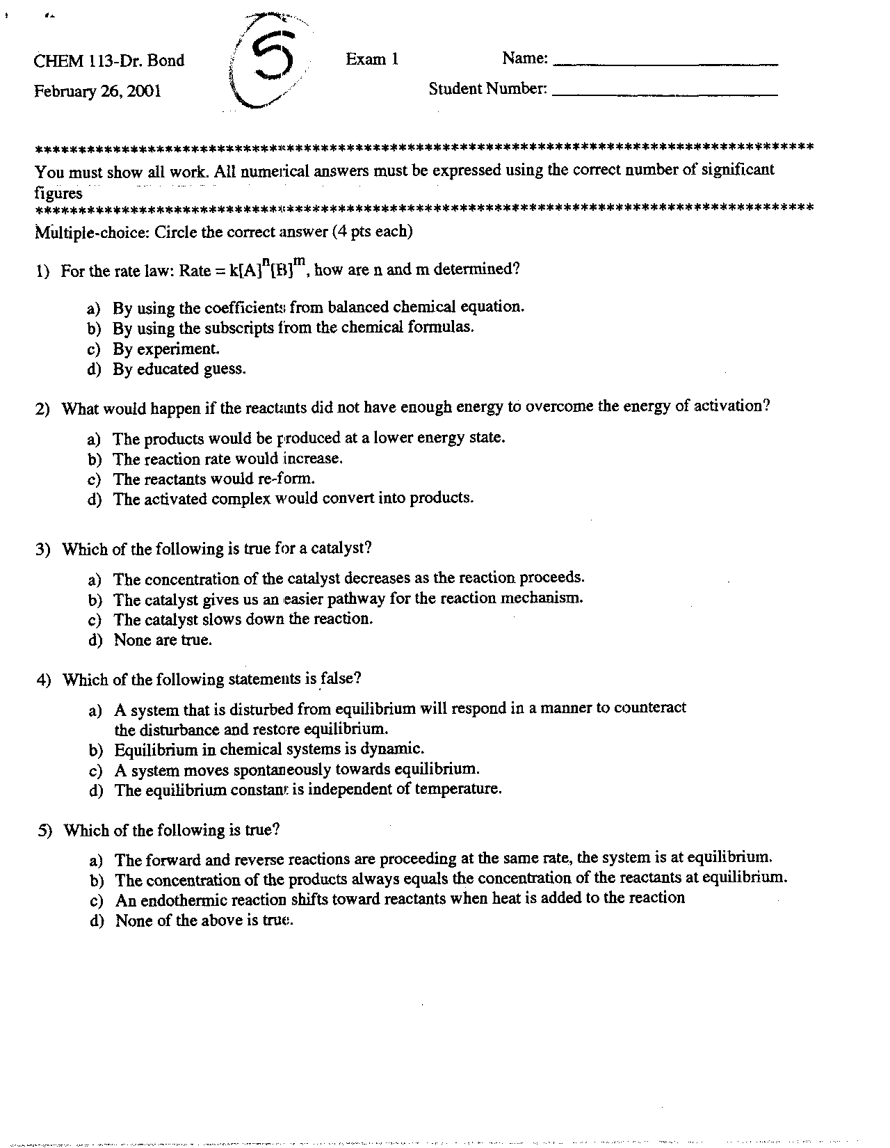 Multiple Choice Questions in Exam 1 - Chemistry Fundamentals II | CHEM ...
