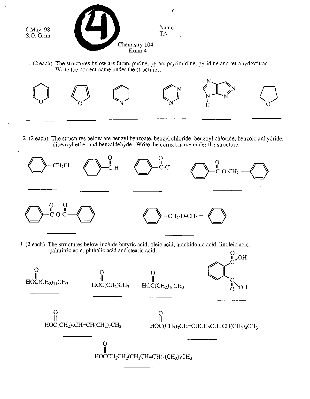 Exam 4 Unsolved Questions Fundamentals Of Organic And Biochemistry