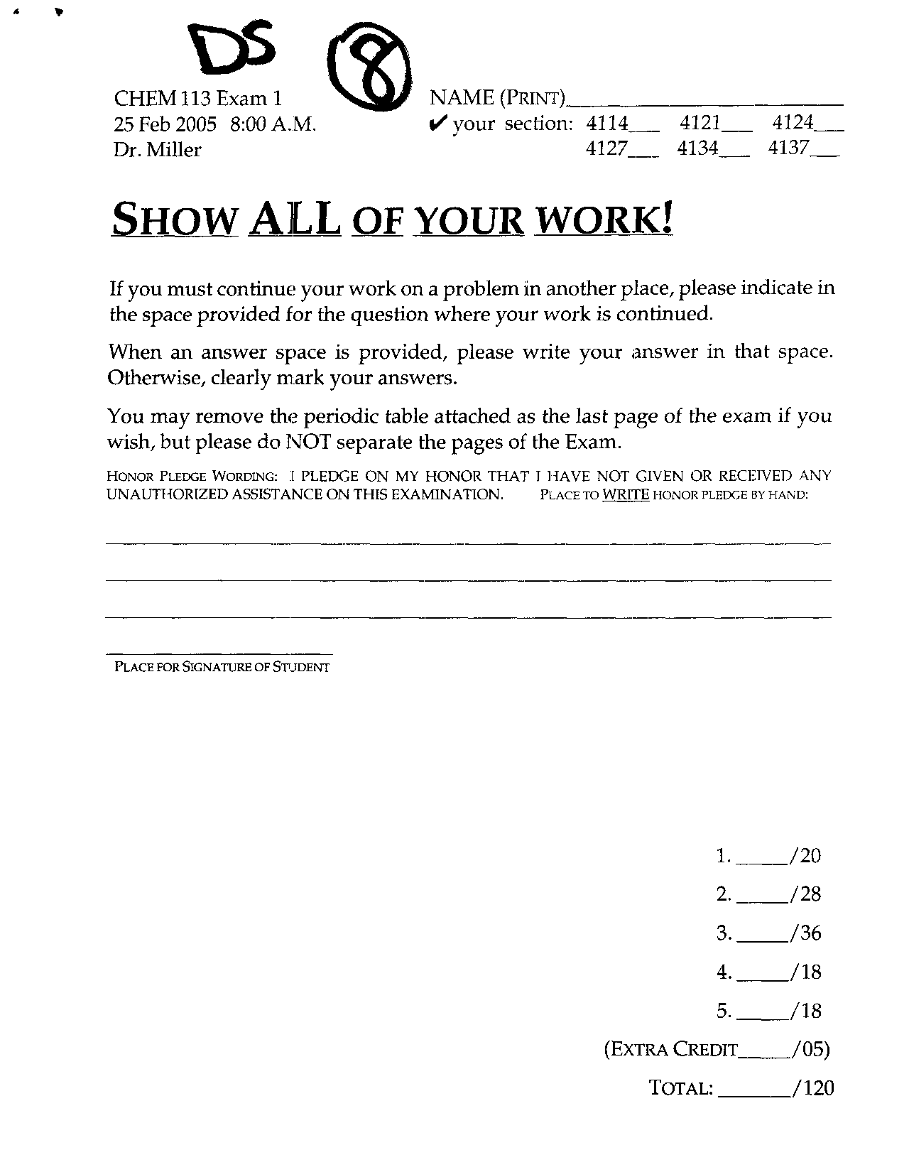 5 Questions In Exam 1 Chemistry Fundamentals Ii Chem 271 Docsity