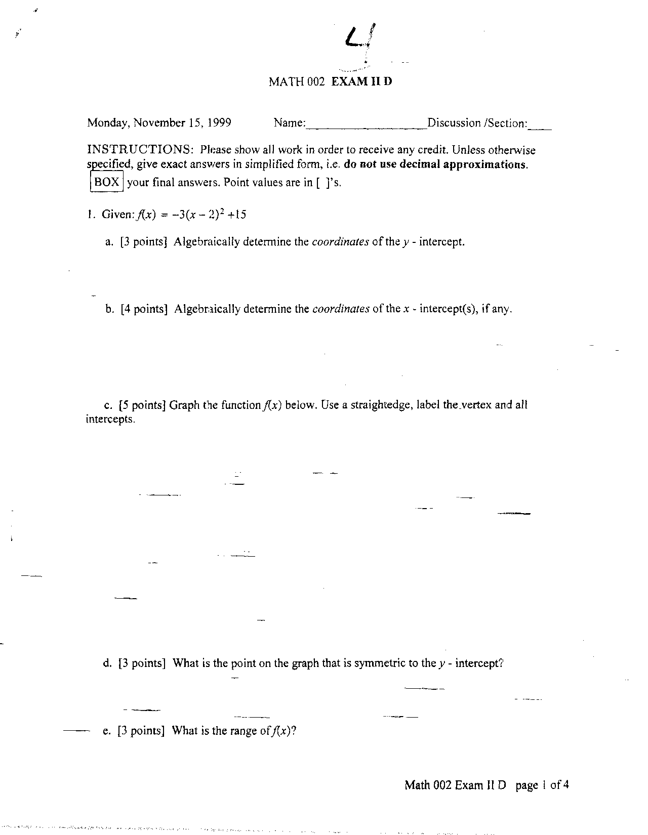 10 Questions On Developmental Mathematics Exam Ii Math 003 Docsity