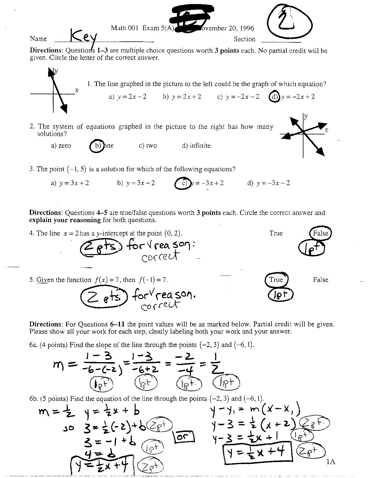 Solutions to Exam 5C - Development Mathematics | MATH 003 - Docsity