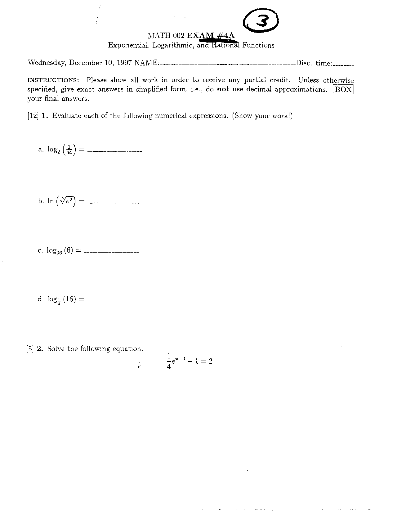 6 Solved Problems On The Square Methods Exam 4 Math 003 Docsity