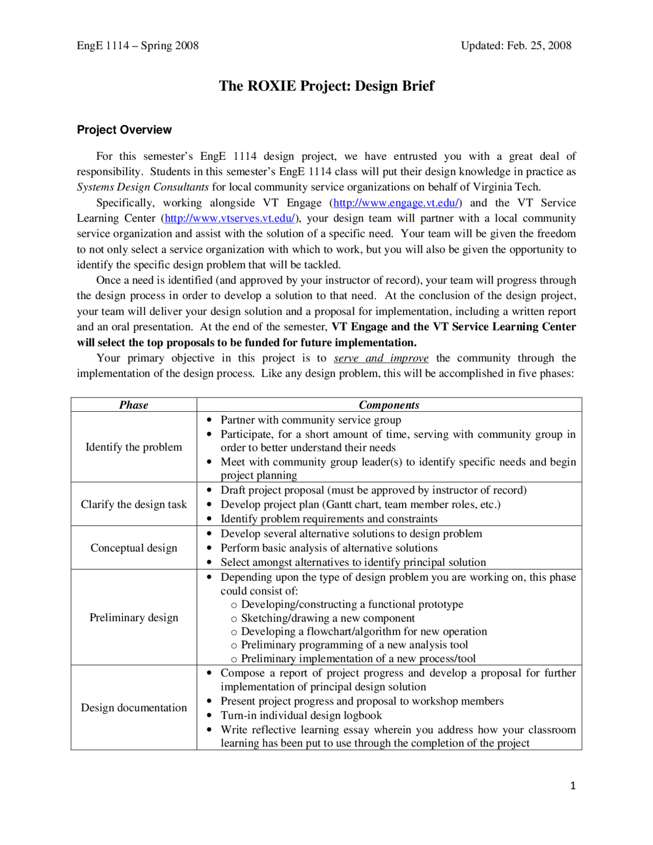 The Roxie Project Design Brief Engineering Exploration Enge 1024