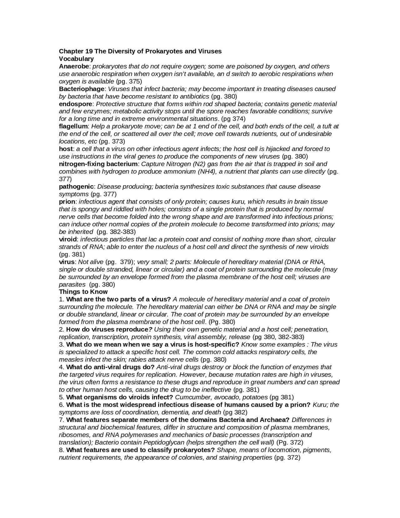 Glossary Of The Diversity Of Prokaryotes And Viruses Biol 1006 Docsity