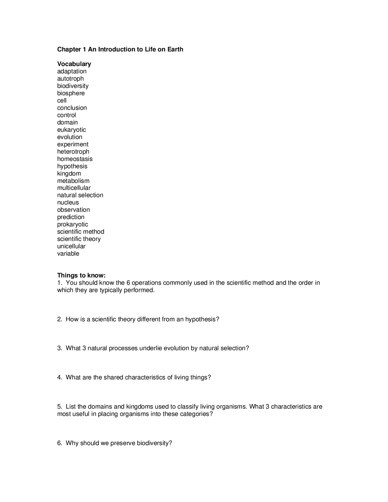 Chapter 3 The Biosphere Vocabulary Review Answer Key