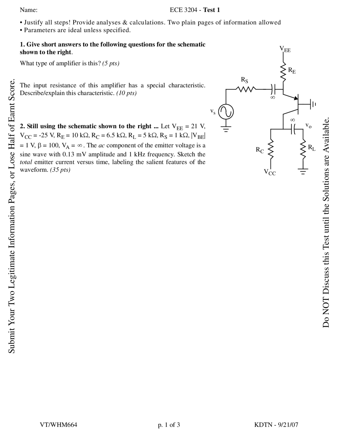 Amplifier Amplitude Analog Electronics Solved Practice Quiz Ece