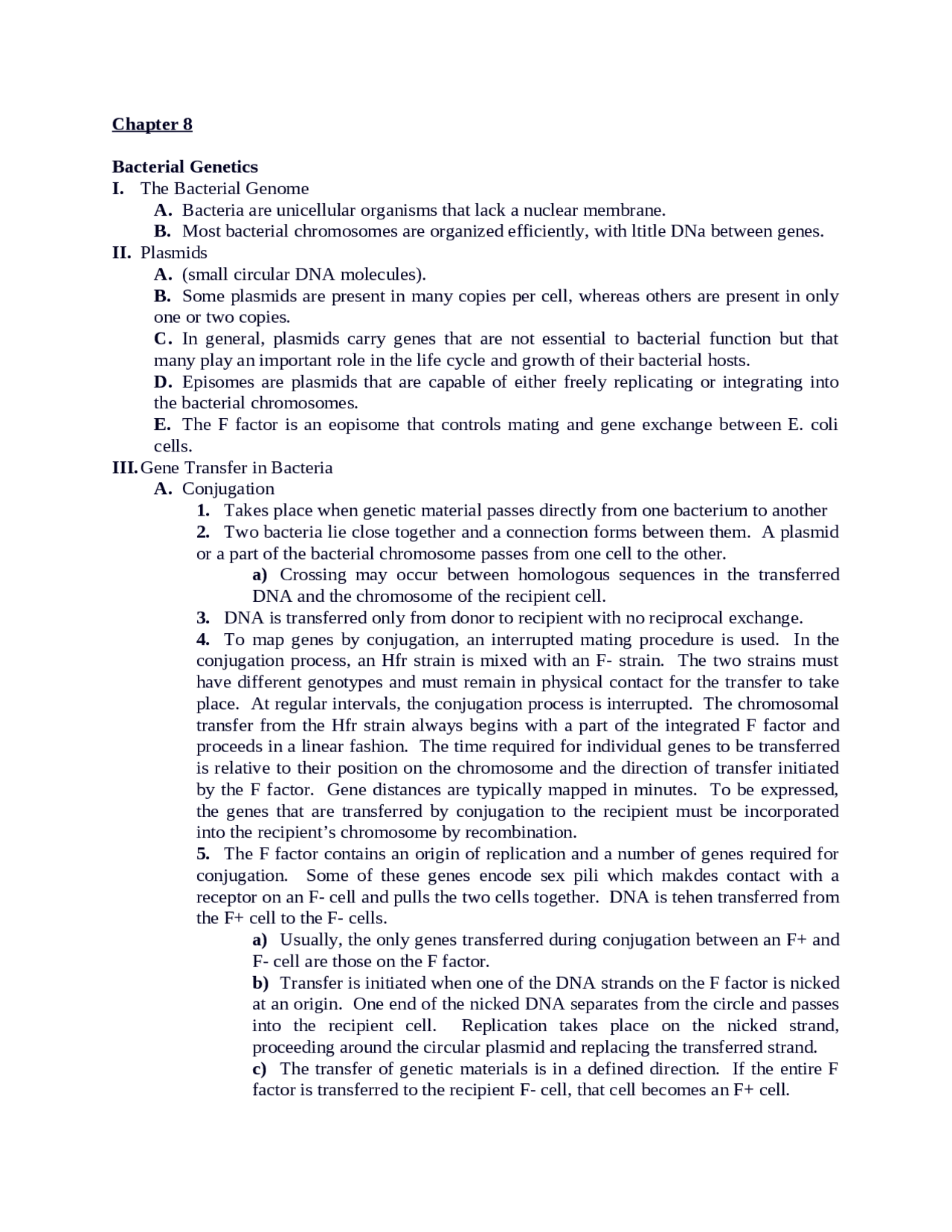 Bacterial Genetics Lecture Notes Genetics Biol 2004 Docsity