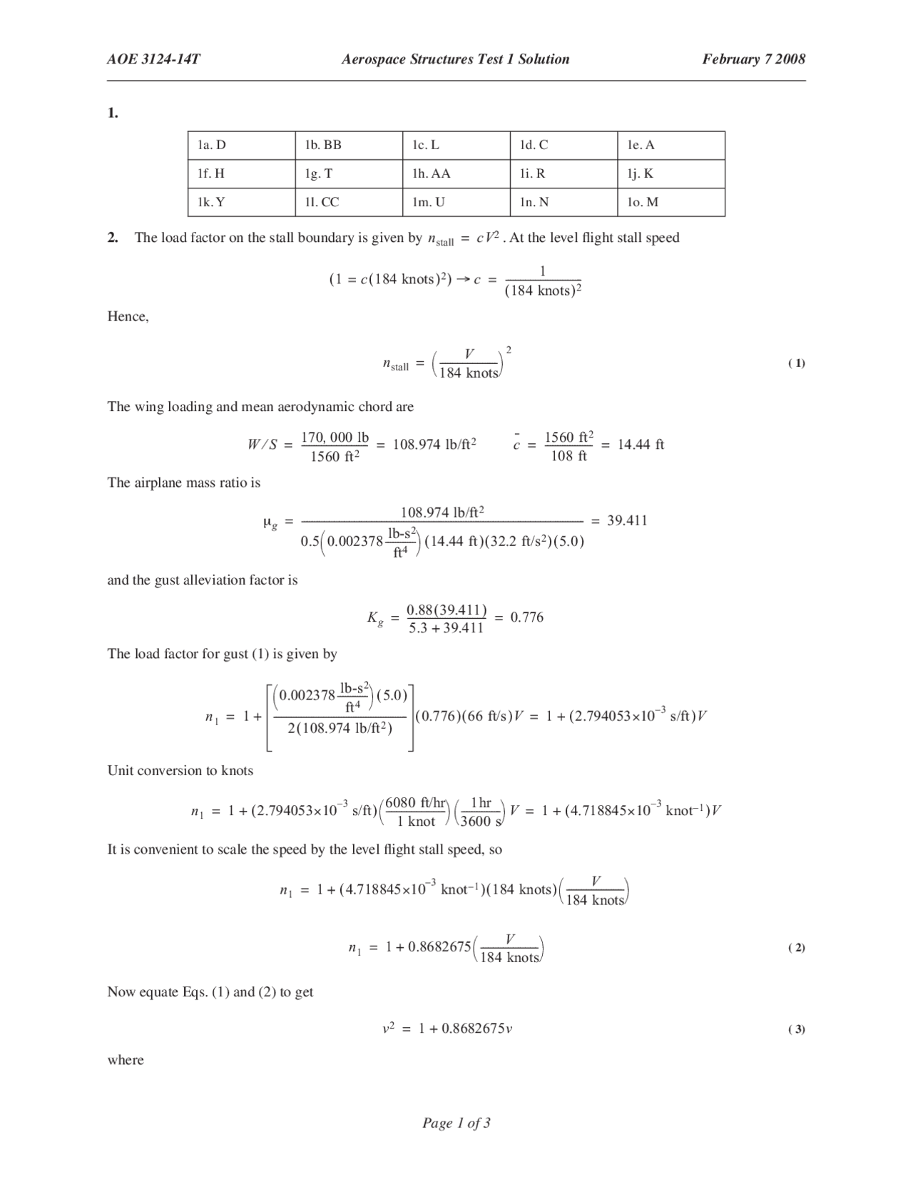Exam 1 Solutions Aerospace Structures Aoe 3124 Docsity