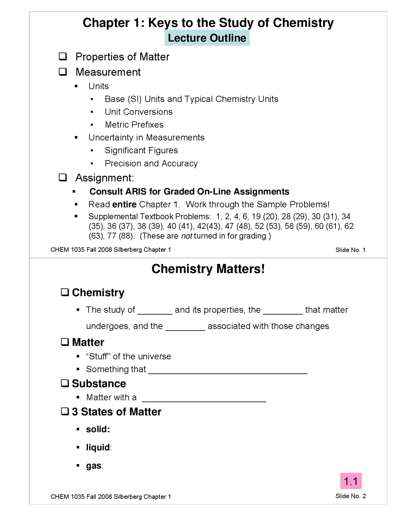 Properties of Matter, Measurement | General Chemistry | CHEM 1035 - Docsity