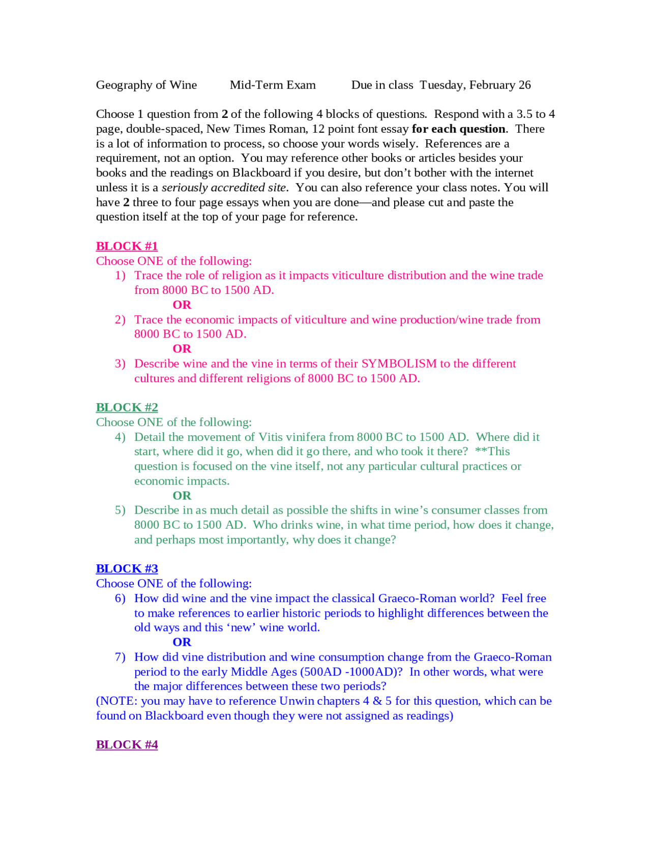 Geography Of Wine Midterm Paper Geog 4054 Docsity