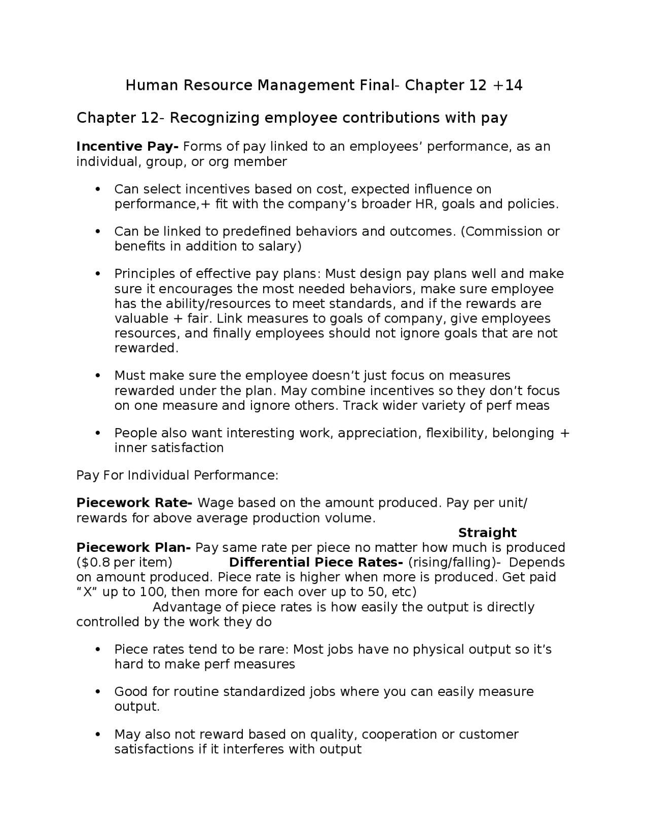 Recognizing Employee Contributions with Pay - Study Guide | MGT 3344 ...