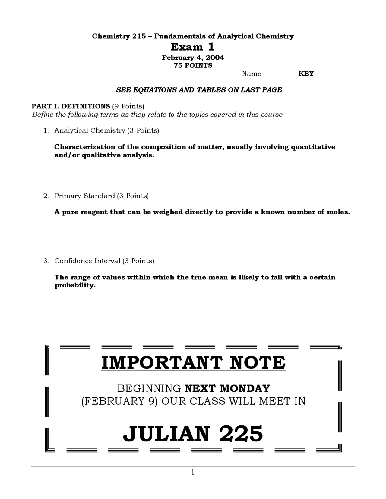 Fundamentals Of Analytical Chemistry Resolution Of Practice Exam 1