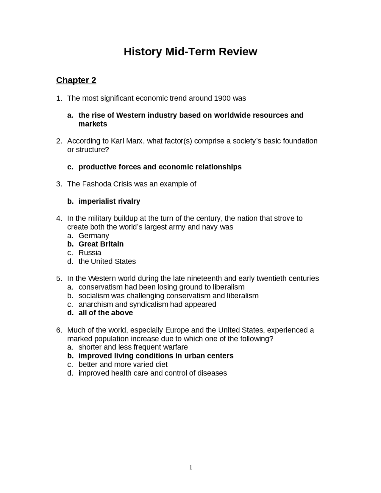 Midterm Exam Review Sheet History Of The Modern World Hist 1214