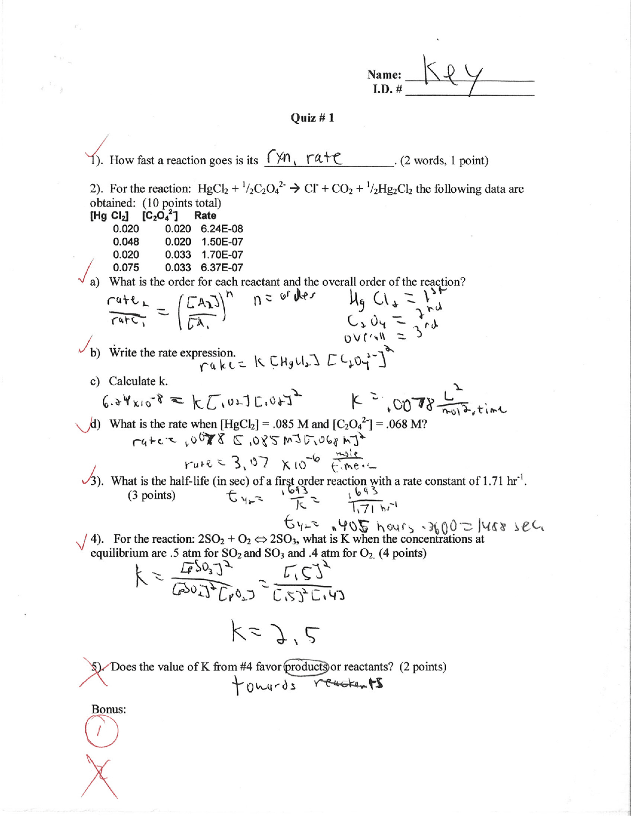 Quiz Paper # 1 - General Chemistry | CHEM 1036 - Docsity