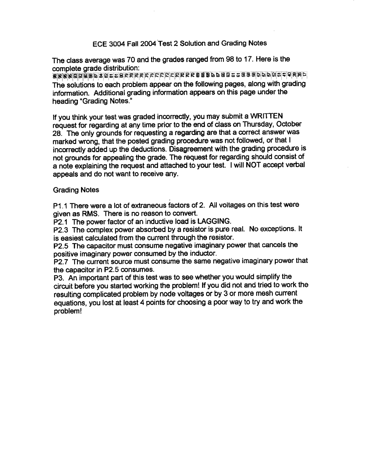 Solution And Grading Notes Ac Circuit Analysis Ece 3004 Docsity