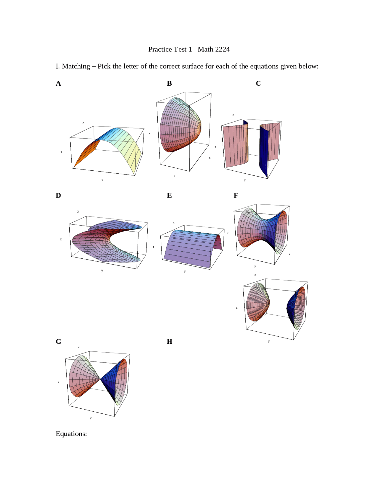 Practice Test 1 For Multivariable Calculus Math 2224 Docsity