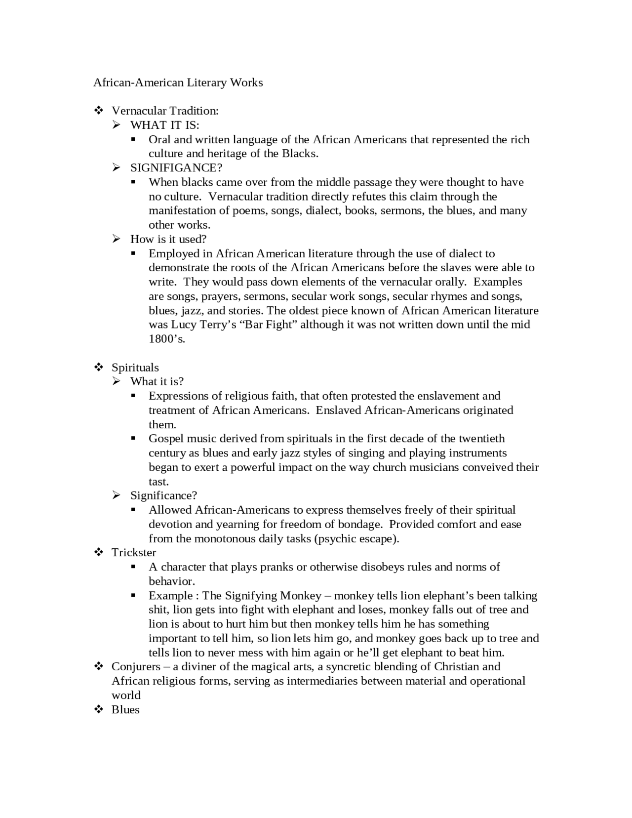 Introduction to African American Literature - Exam Study Guide | ENGL ...