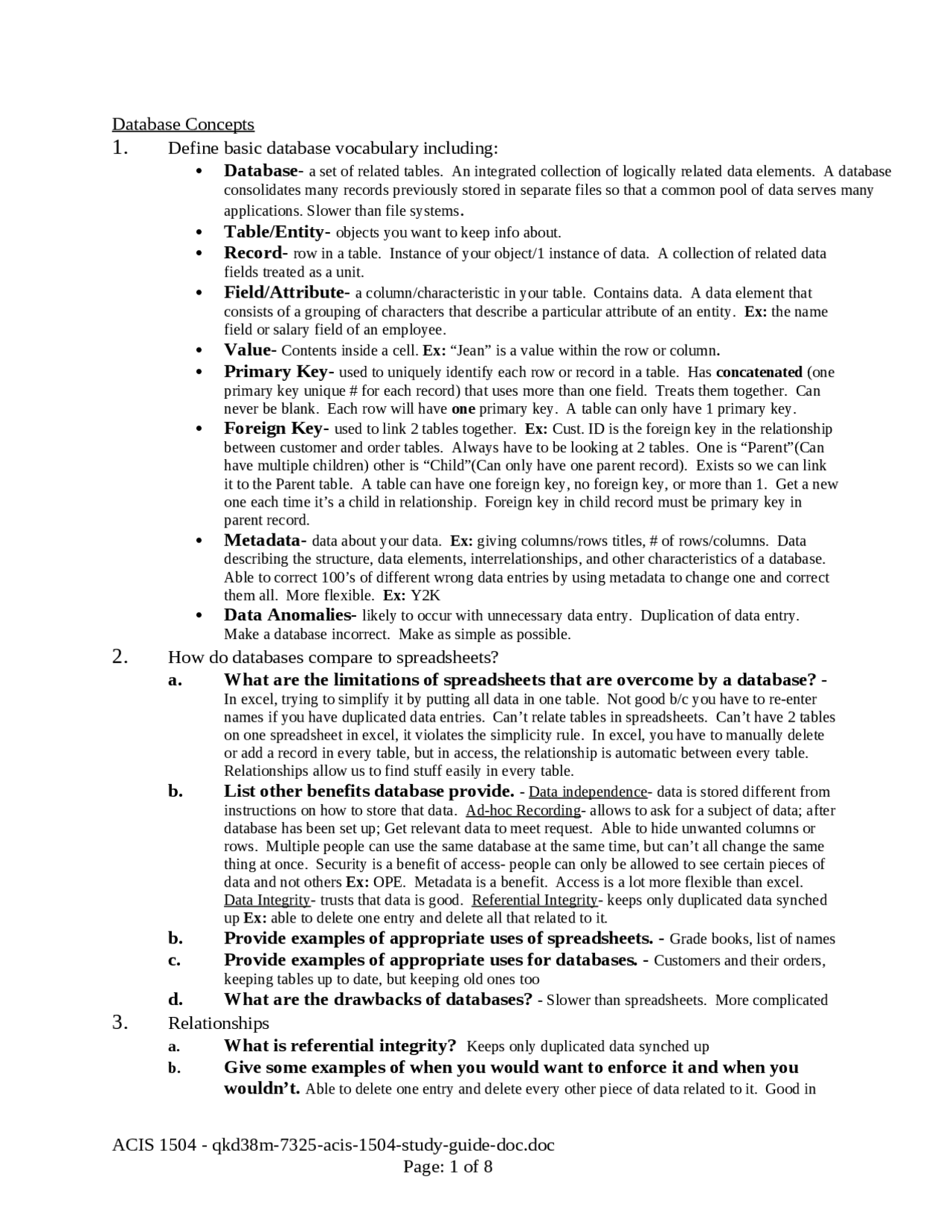 Data Test Vocabulary For Introduction To Bus Analytics Acis 1504