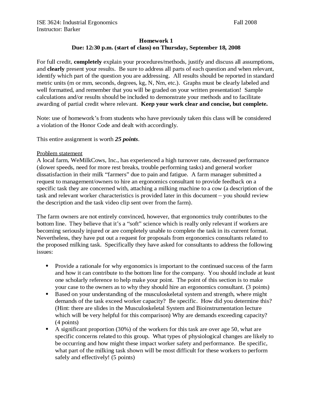 Assignment 1 Industrial Ergonomics Ise 3624 Docsity