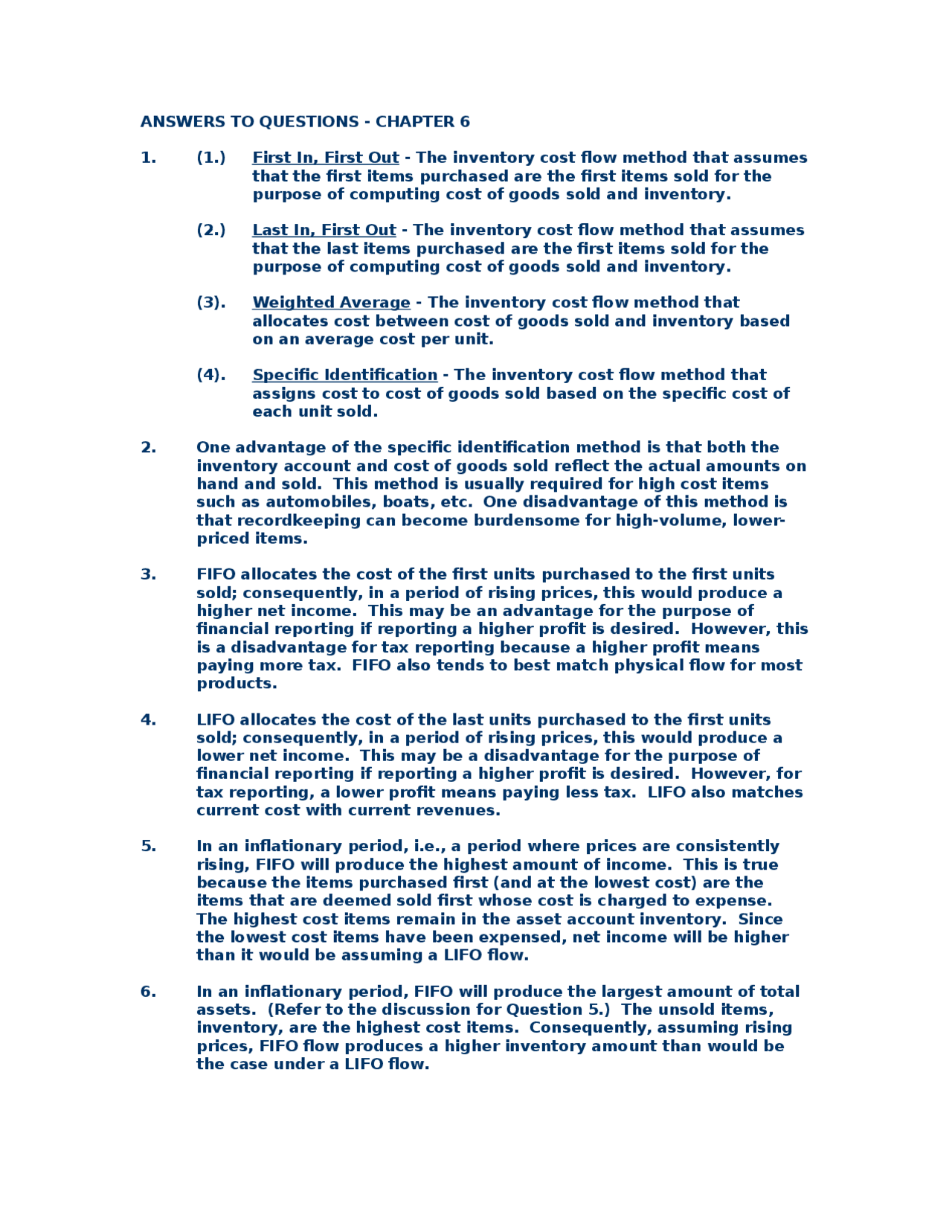 Answers To Questions Weighted Average Principles Of Accounting