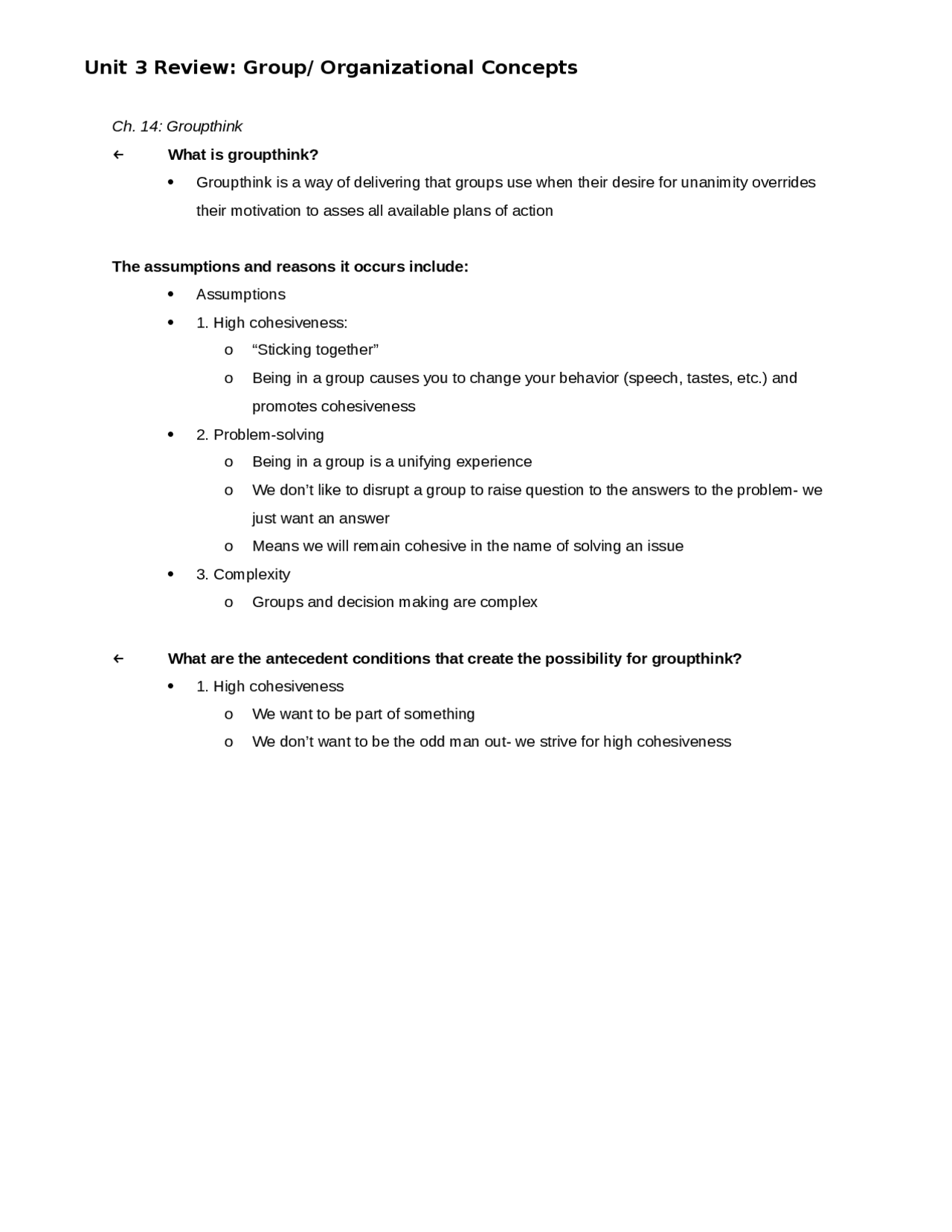 Review: Group and Organization Concept - Notes | COMM 1014 - Docsity