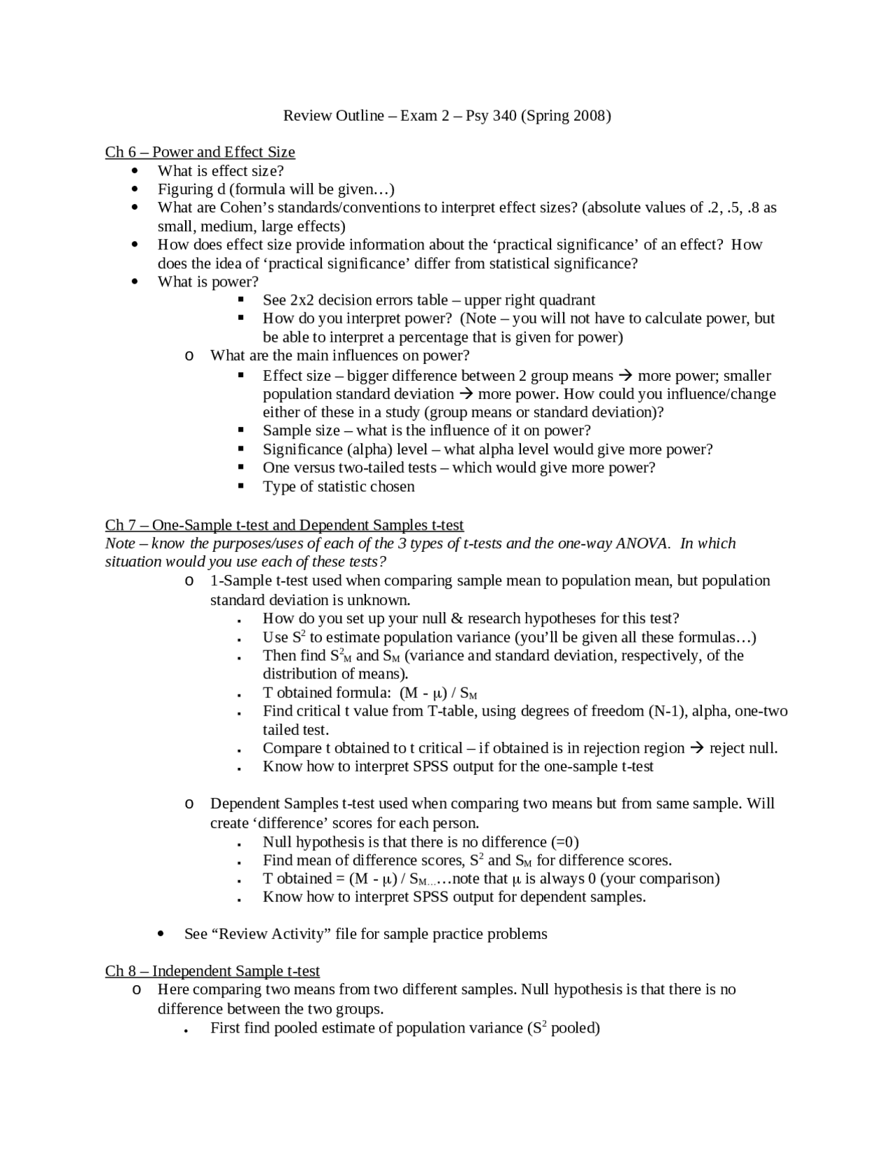 Power And Effect Size Statistics For The Social Sciences Review