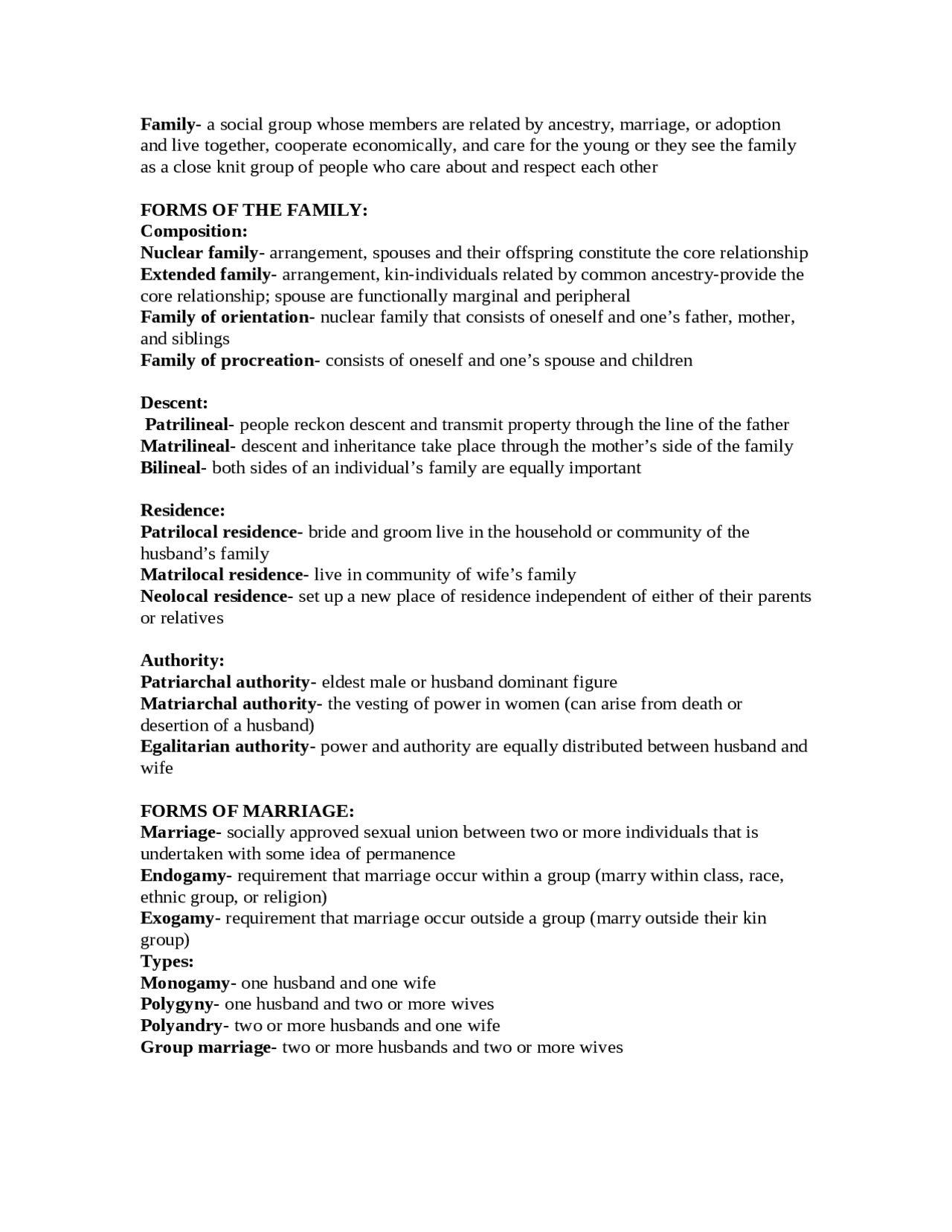 The Composition of the Linear Family | SOC 1004 - Docsity