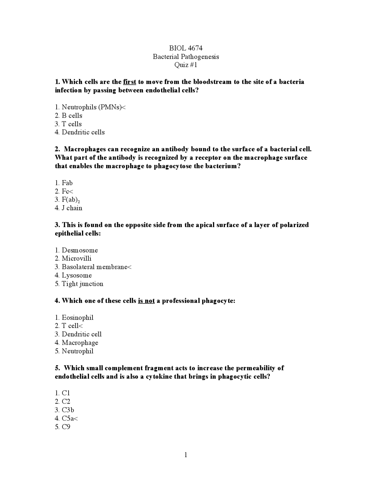 Bacterial Pathogenesis - Quiz 1 with Answers | Virology | BIOL 4664 ...