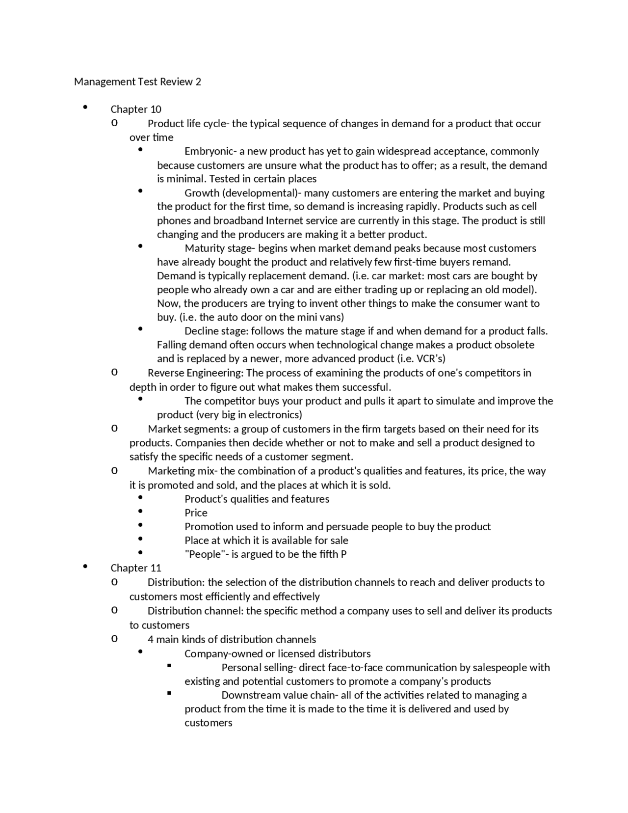 Study Guide for Test 2 - Management | Introduction to Business | MGT ...