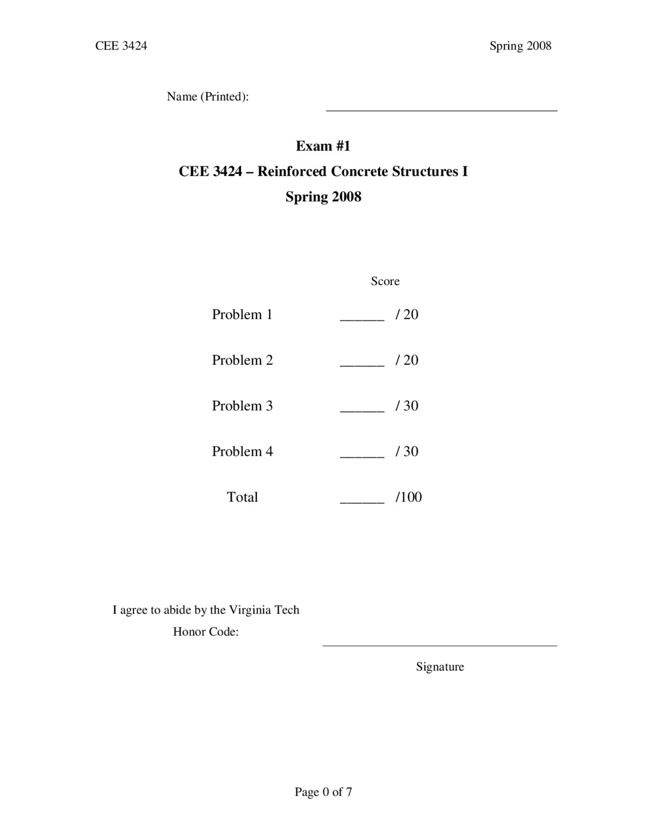 4 Questions On Reinforced Concrete Structures I Old Exam 1 Cee 3424