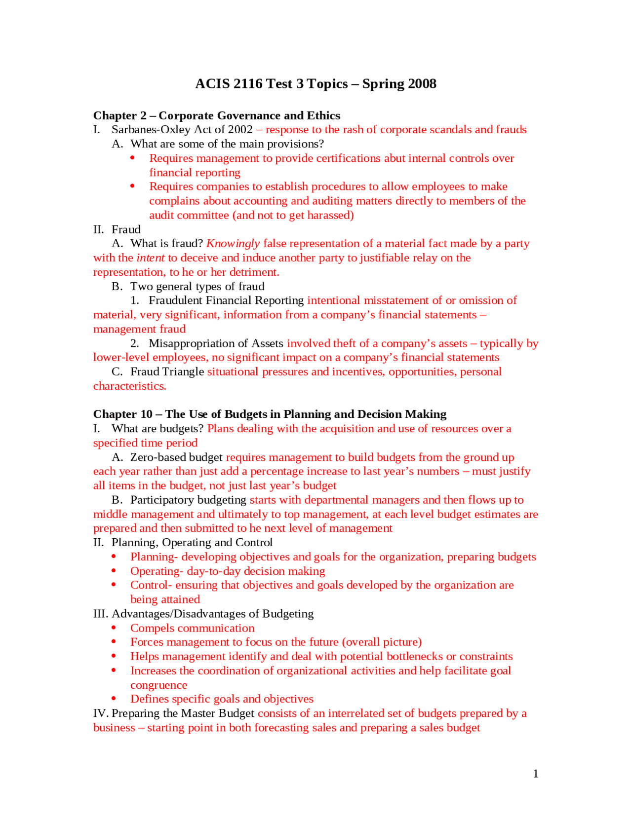 Review Sheet For Test 3 Principles Of Accounting Acis 2116 Docsity