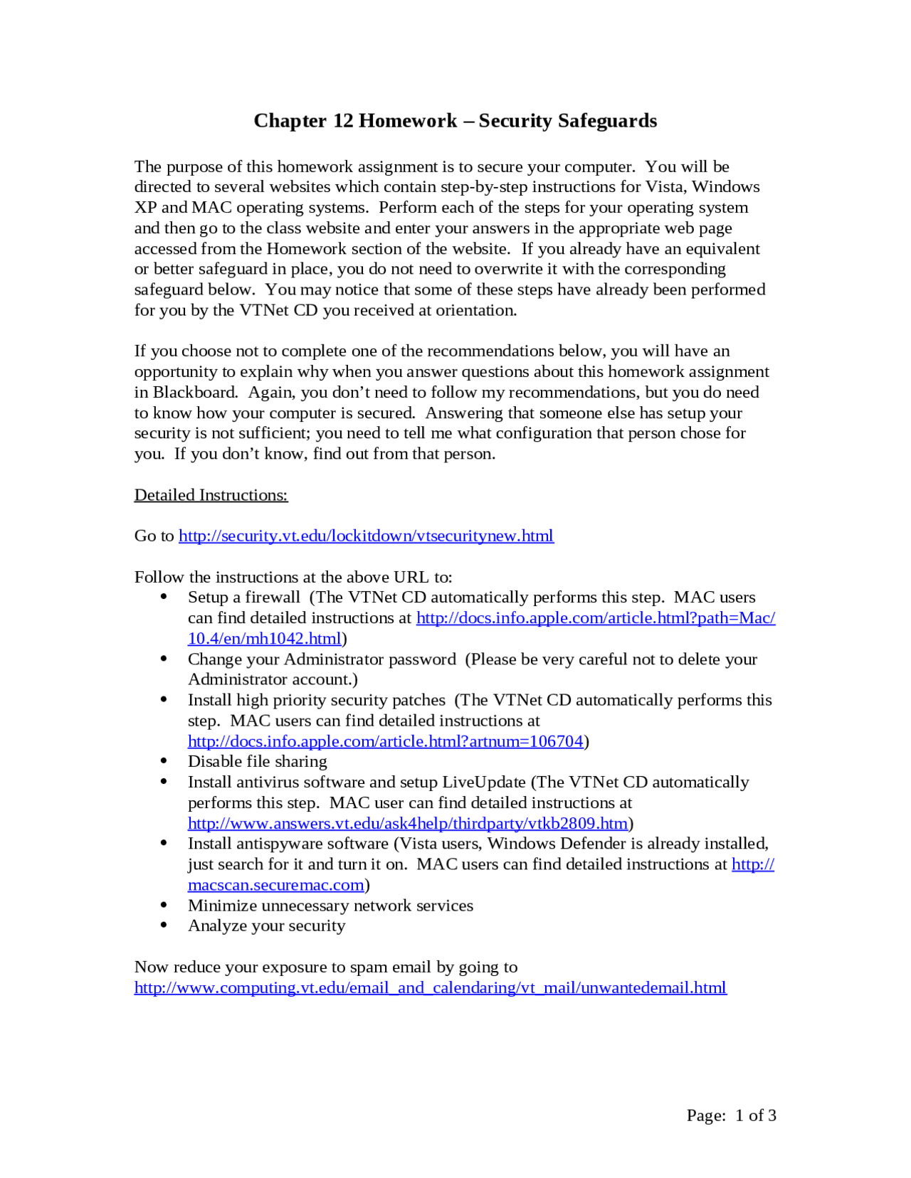 Homework Security Safeguards Detailed Instructions Acis 1504 Docsity