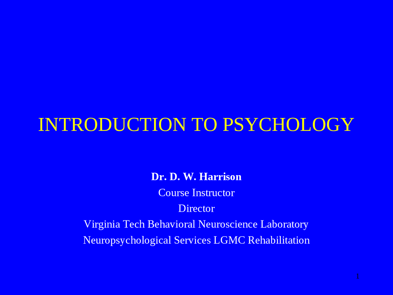 Introduction To Psychology Course Psyc 2004 Docsity