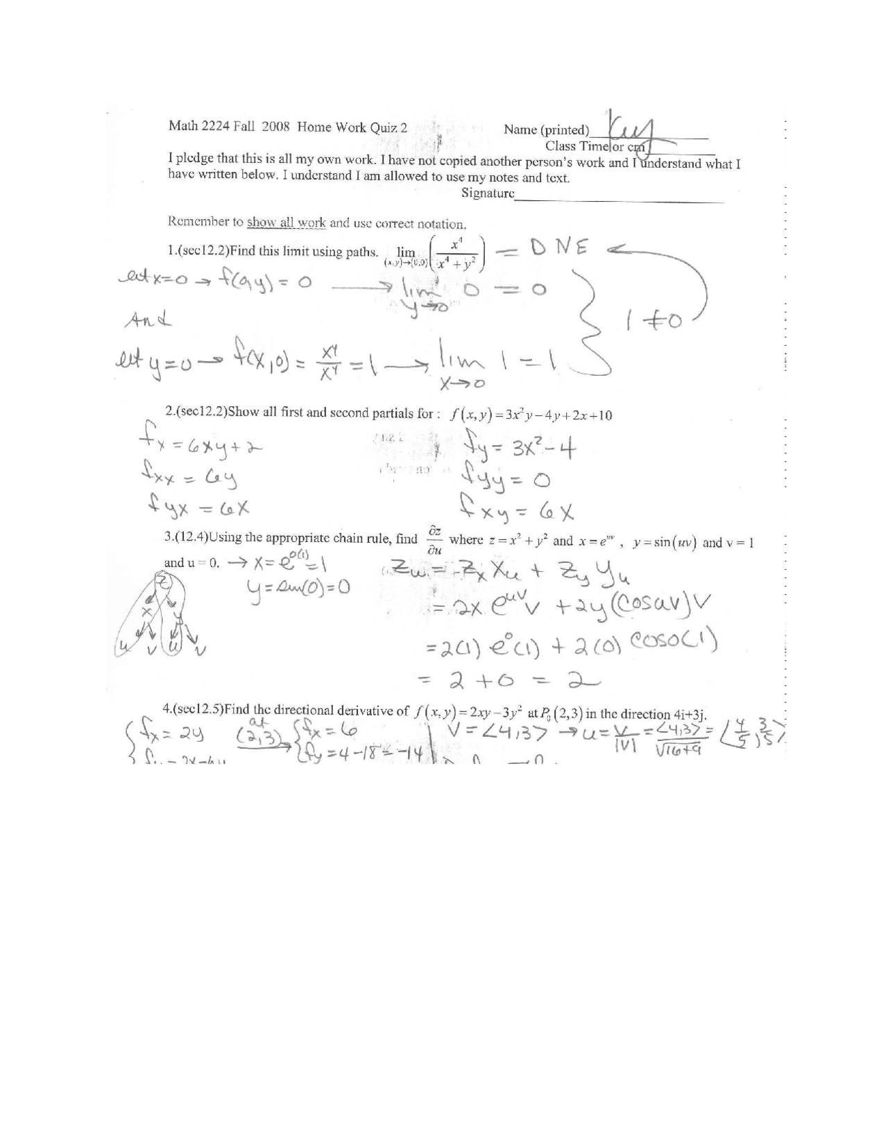 Multivariable Calculus Solved Assignment Math 2224 Docsity