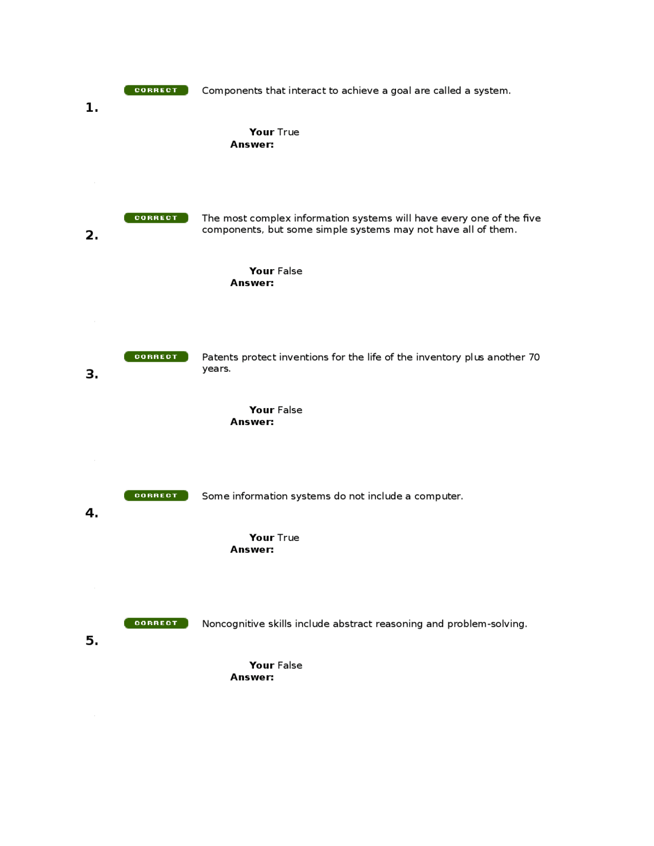Quiz I Mcqs Answers Introduction To Business Information Systems