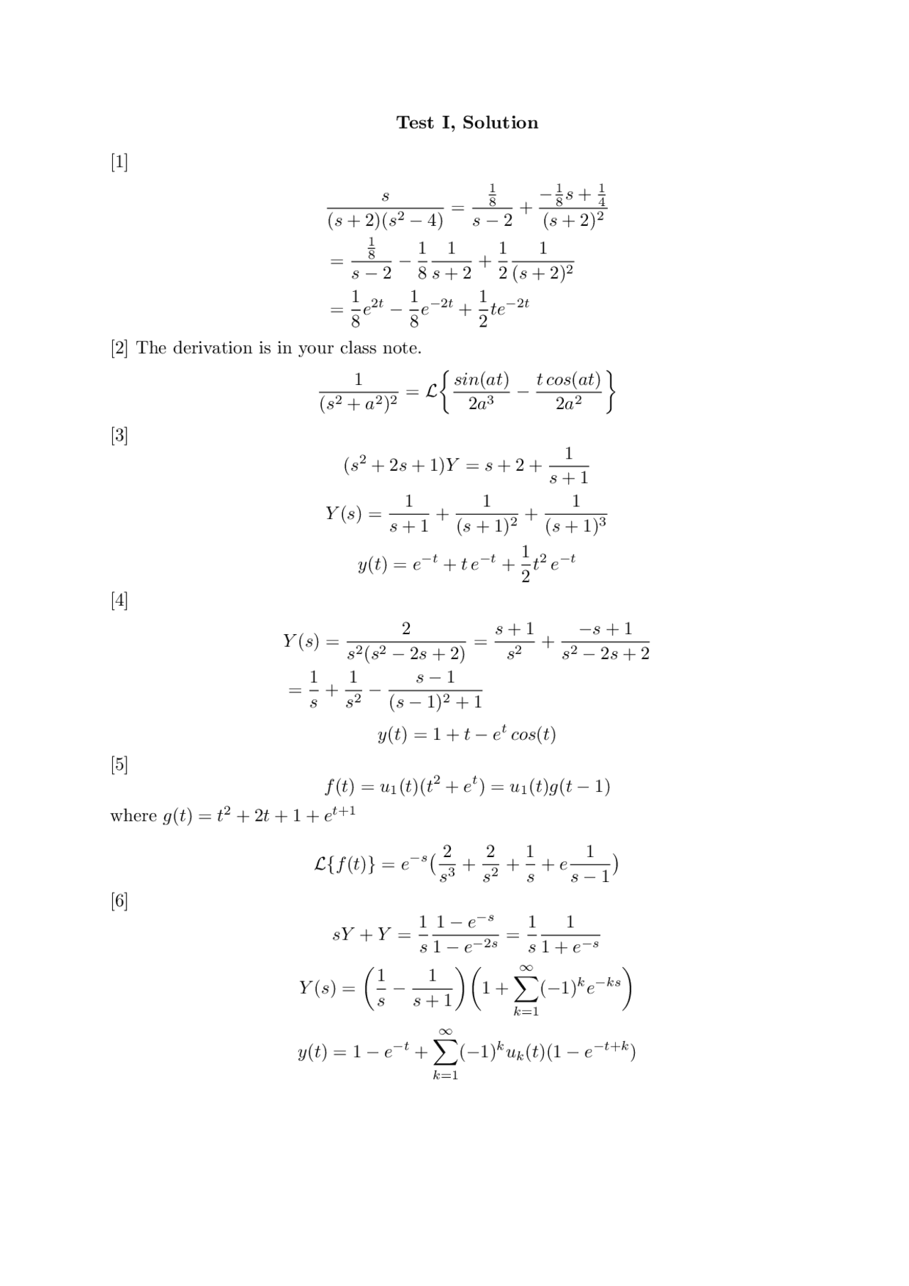 Solved Test Solution Of Operational Methods Math 4564 Docsity